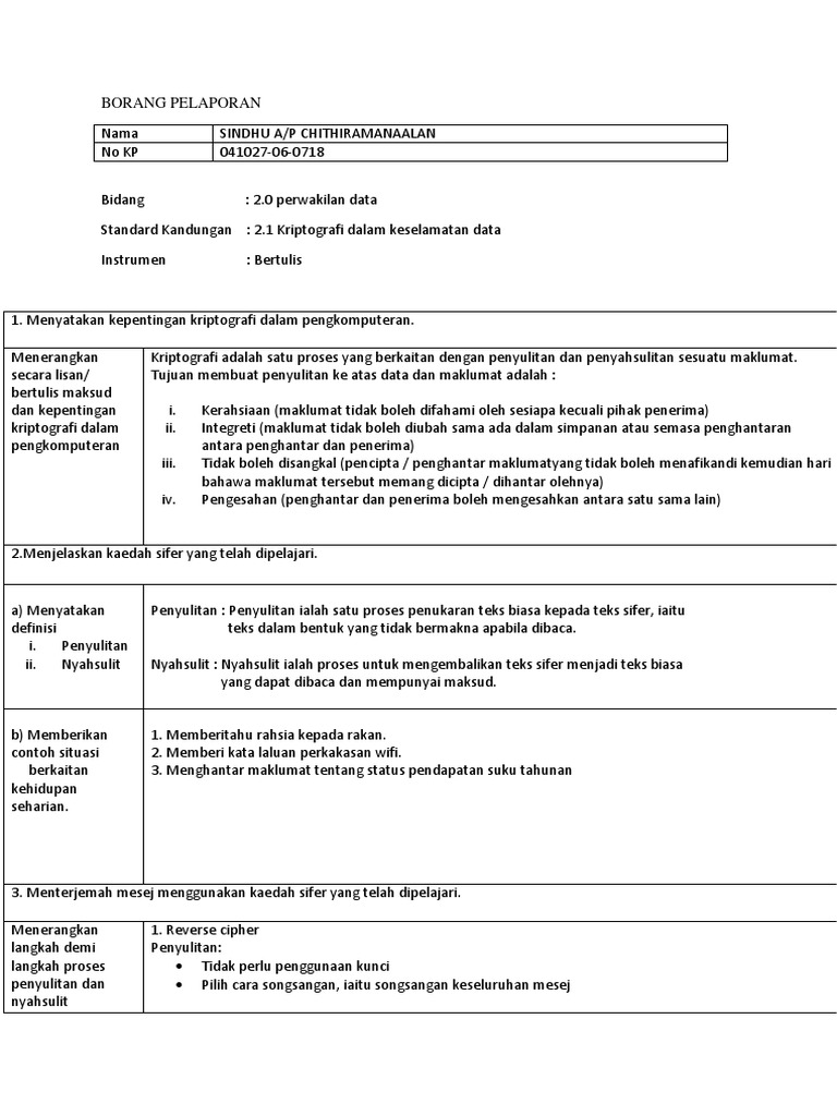 Borang Pelaporan1 | PDF