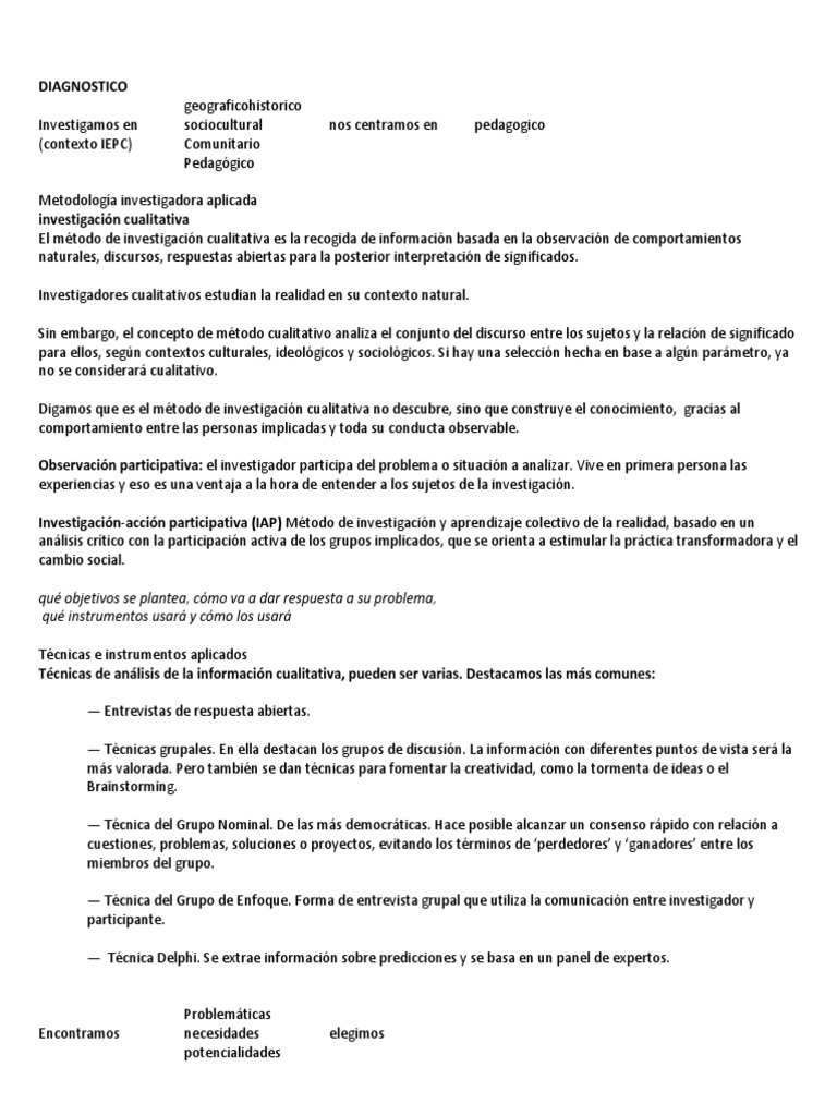 Informe Final IAP | PDF | Investigación cualitativa | Science
