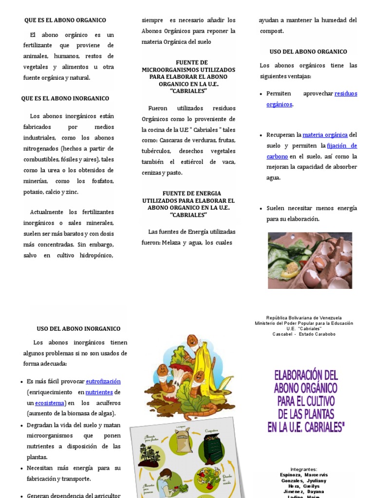 Tríptico Abono Organico | PDF | Fertilizante | Compost