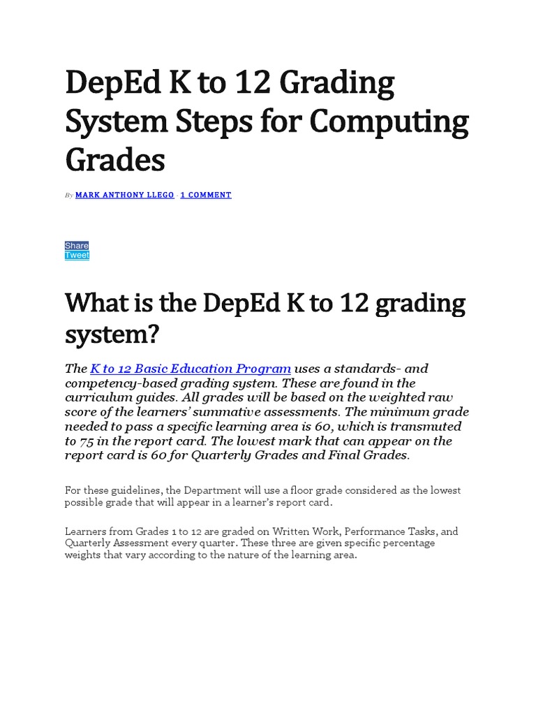 Deped Grades Computation 2019 | PDF | Educational Stages | Curriculum