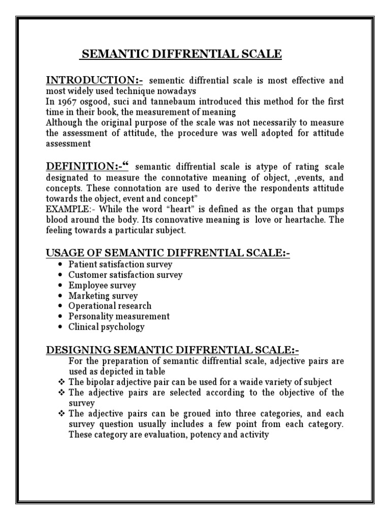 Semantic Diffrential Scale: Introduction | PDF | Psychology ...