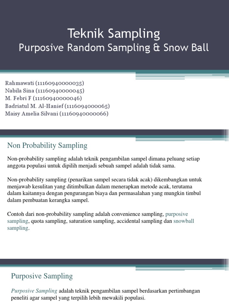 Teknik Purposive dan Snowball Sampling | PDF | Kesehatan Holistik