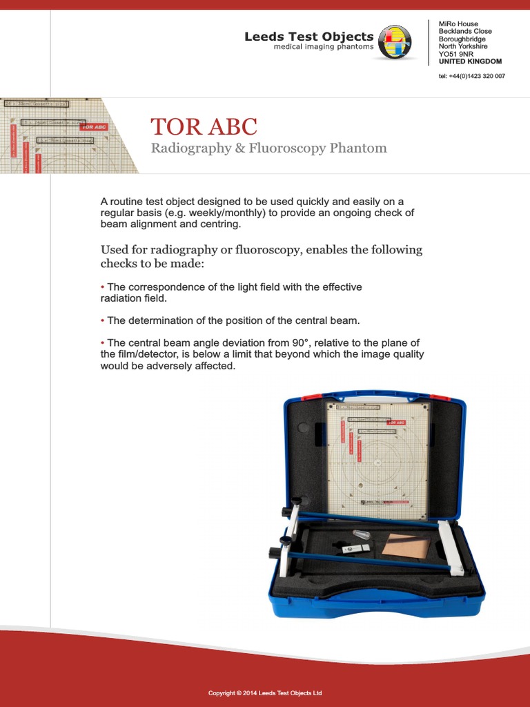 TOR ABC Product Specifications | PDF | Radiography | Medical Physics