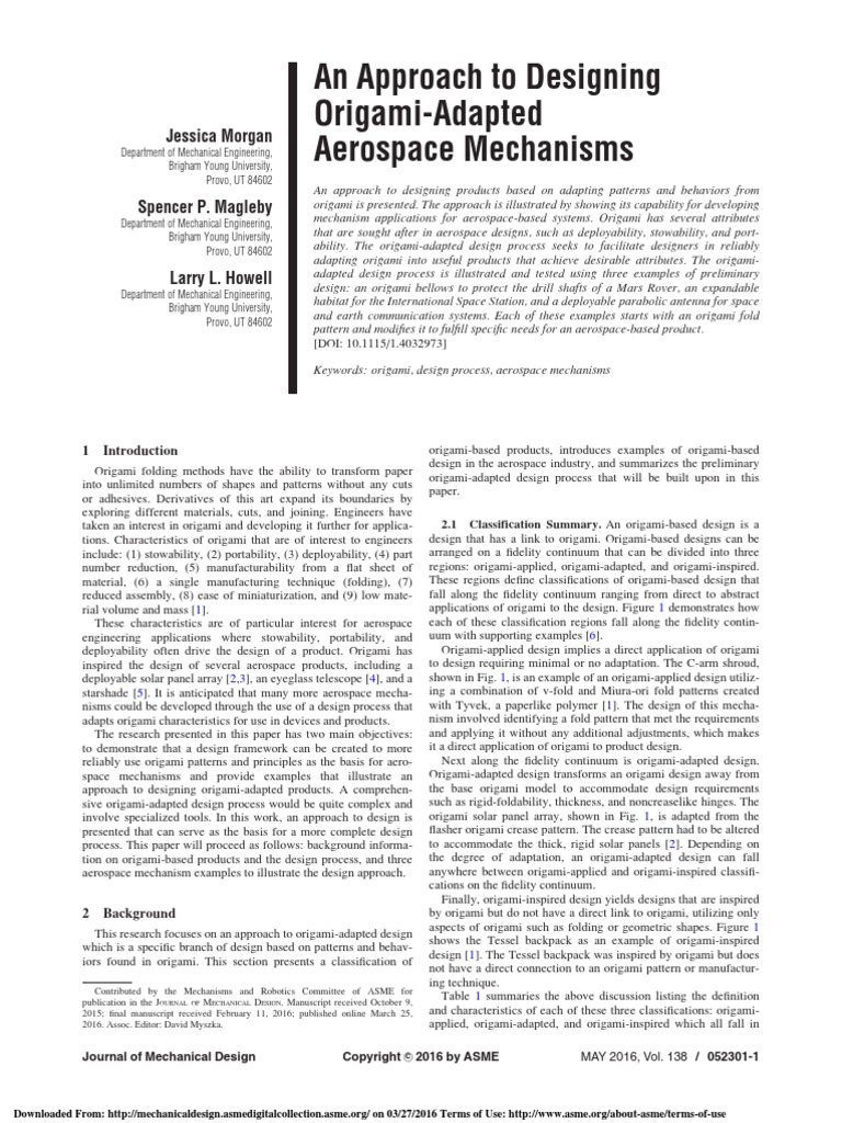 An Approach To Designing Origami-Adapted Aerospace Mechanisms | PDF ...