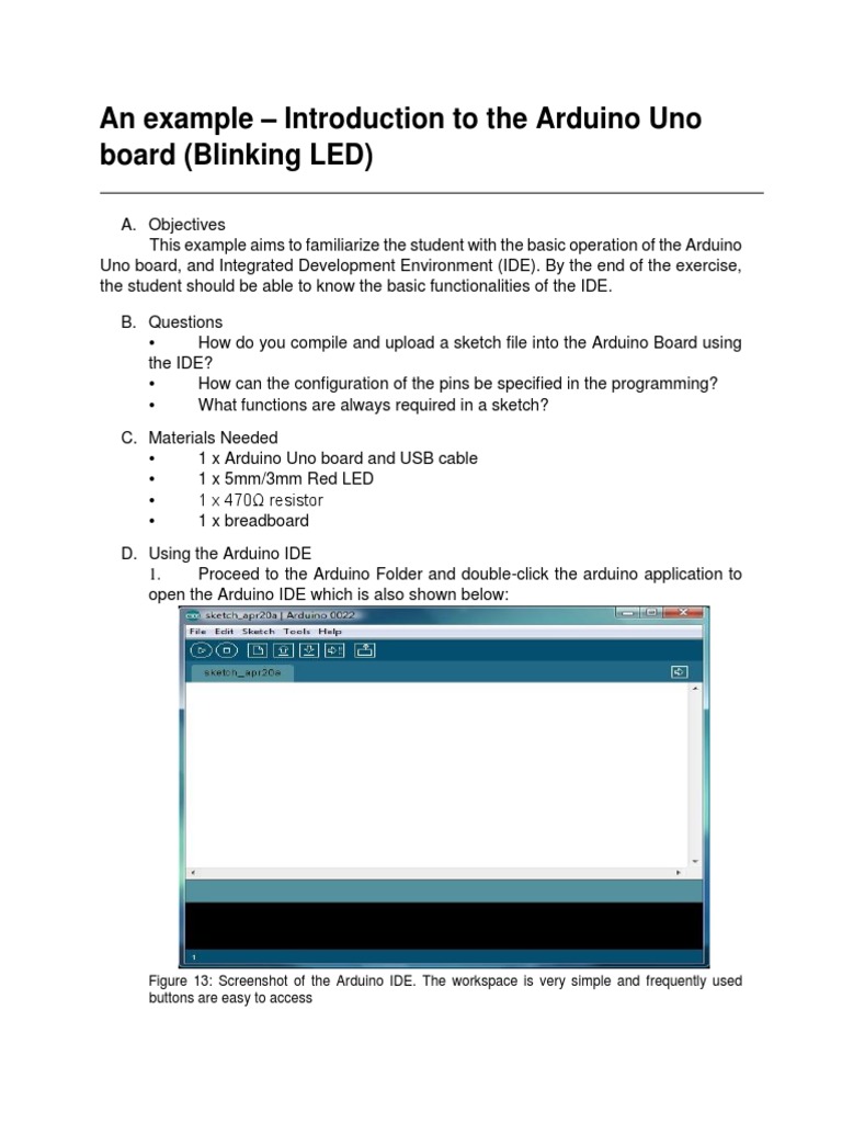 An Example - Introduction To The Arduino Uno Board (Blinking LED) | Download Free PDF | Arduino ...