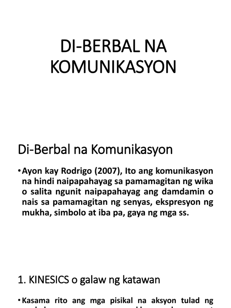Di-Berbal Na Komunikasyon | PDF