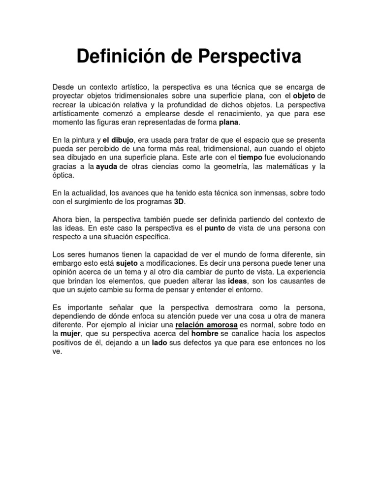 Definición de Perspectiva | PDF | Perspectiva (Gráfica) | Pinturas