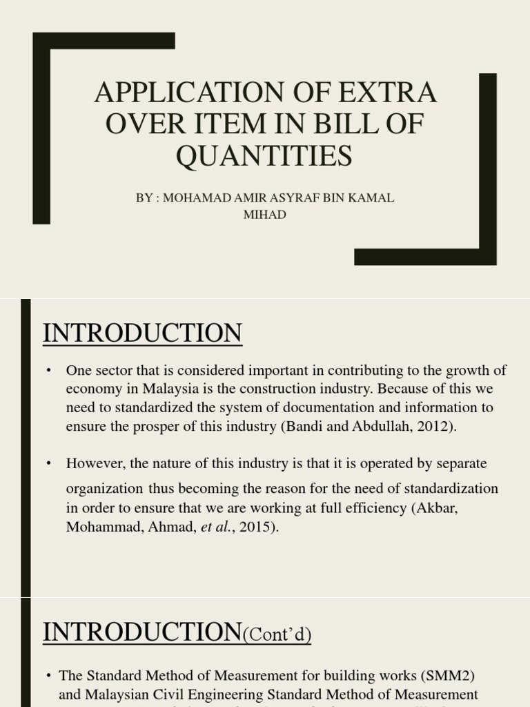 Application of Extra Over in Bill of Quantities | PDF | Sampling ...