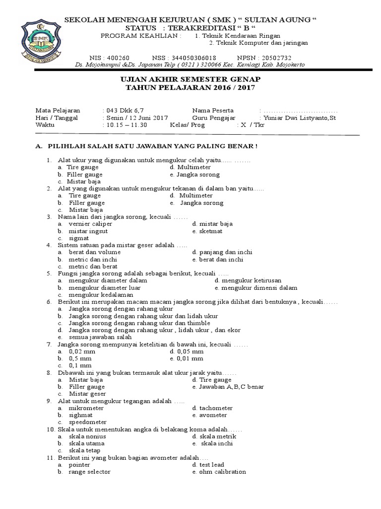 Soal Alat Ukur | PDF