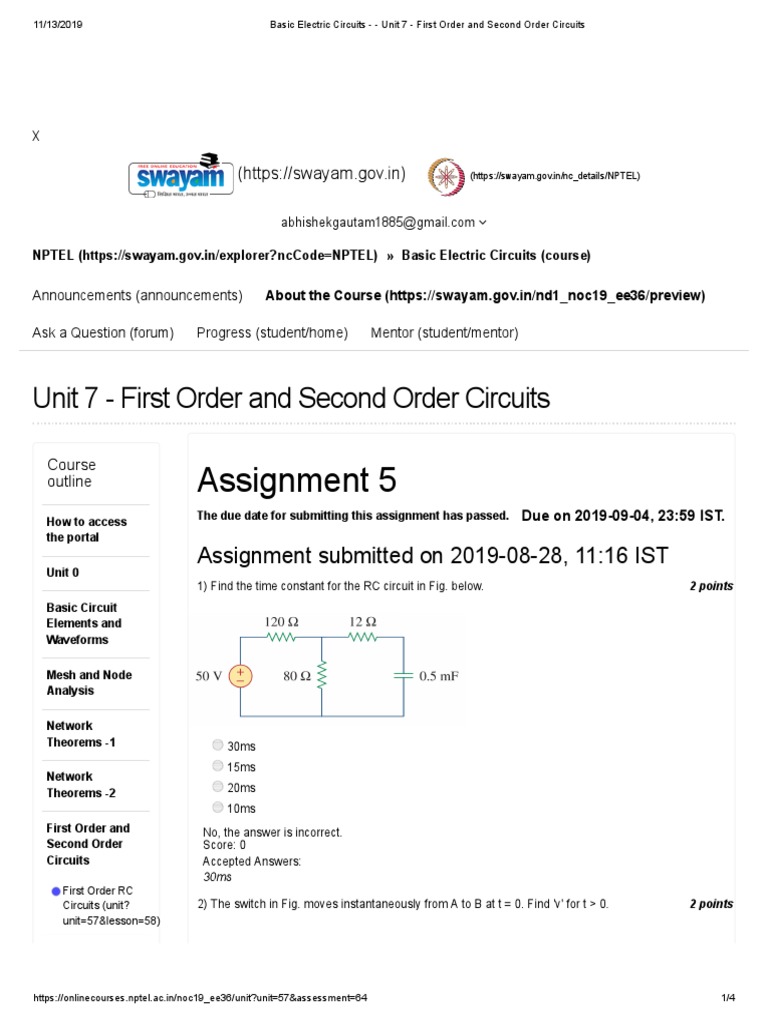 First and Second Order Circuits Guide | PDF | Electrical Network ...
