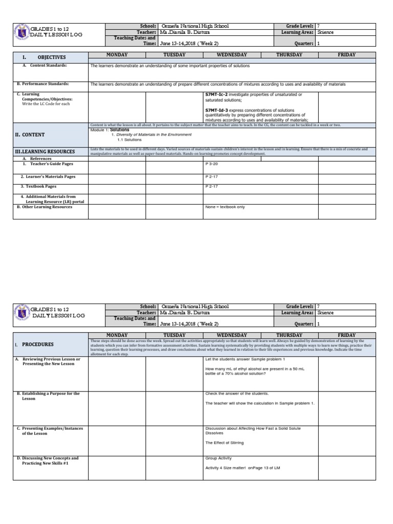 DLL English 9 q1 w2 Scie | PDF | Teachers | Educational Assessment