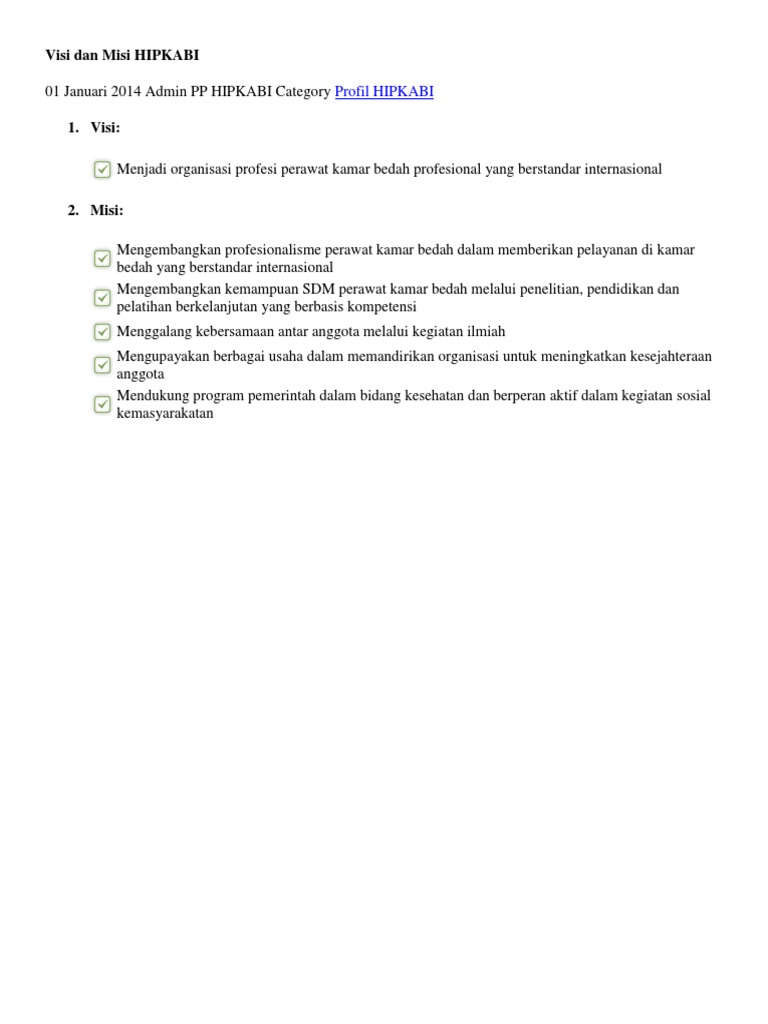 Visi dan Sejarah HIPKABI | PDF