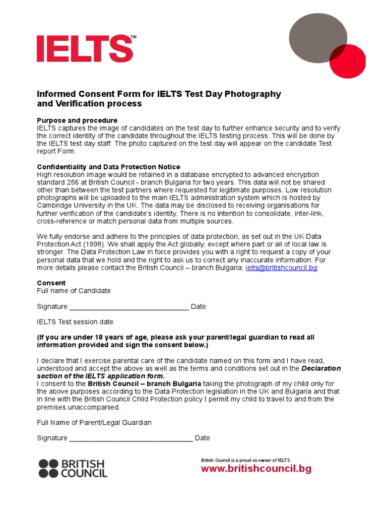 Ielts Consent Form | PDF | International English Language Testing ...