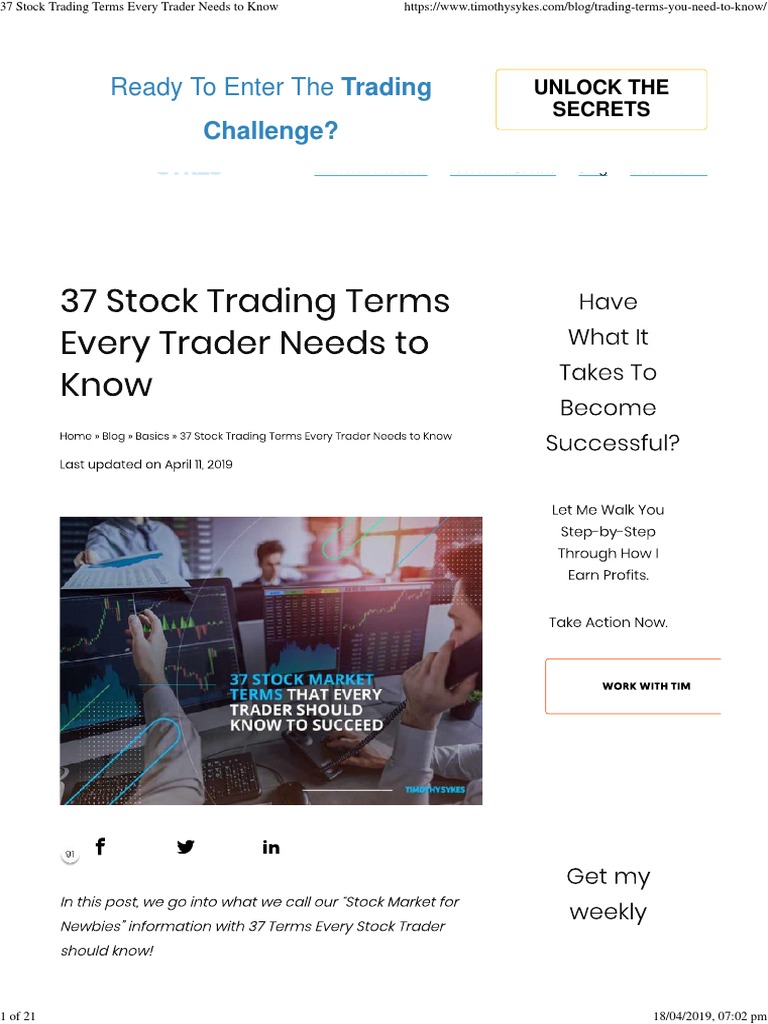 37 Essential Stock Trading Terms | PDF | Stock Trader | Stock Market