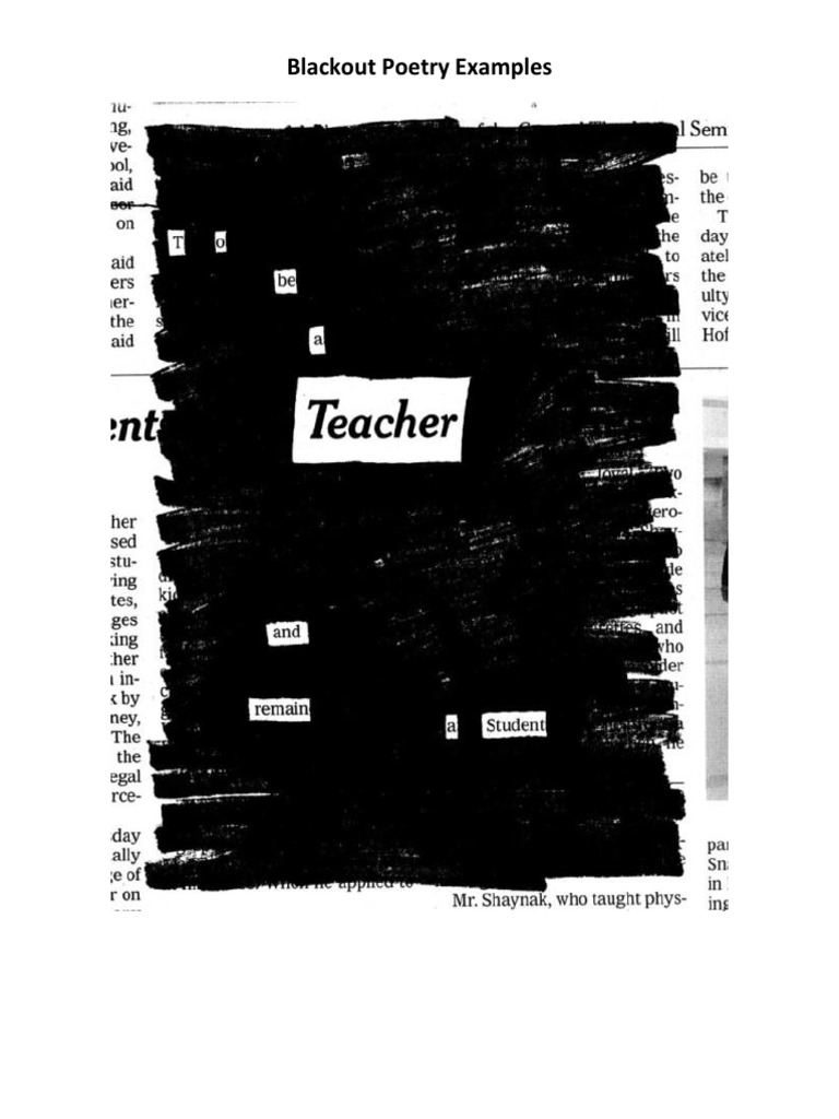 Blackout Poetry Examples | PDF