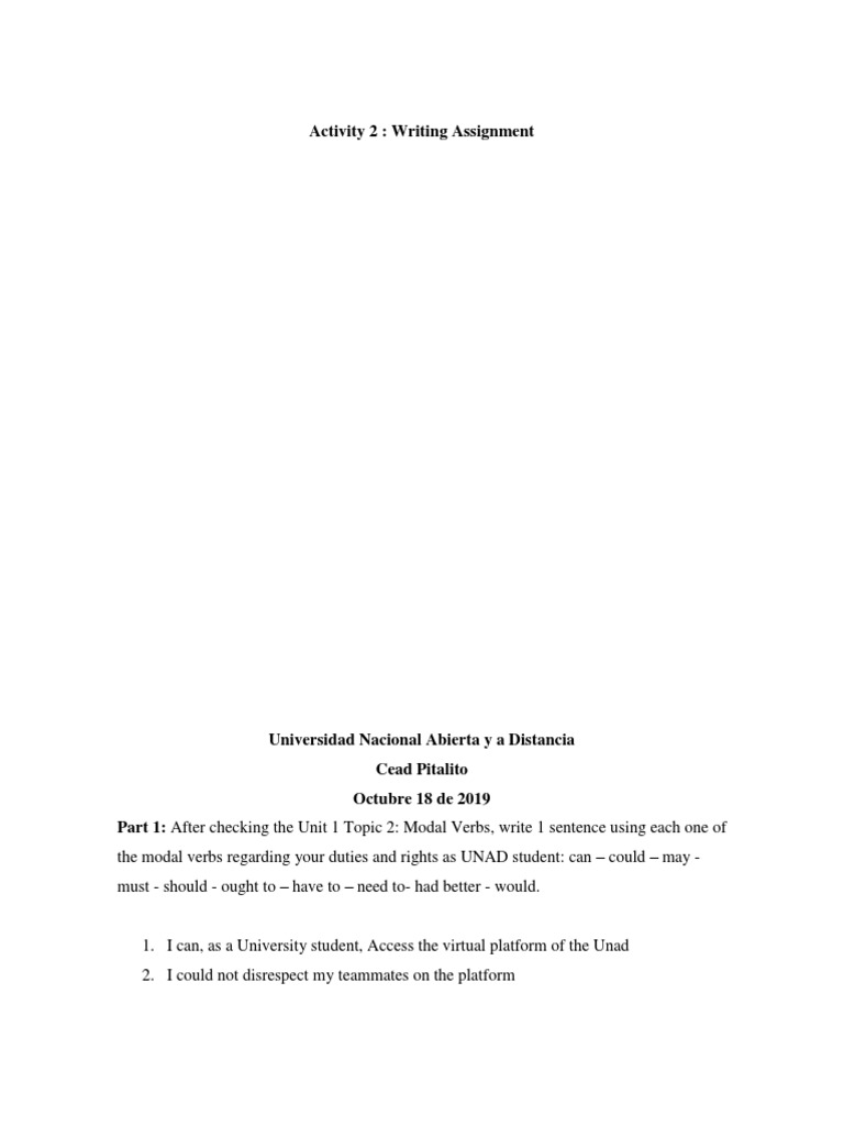 Activity 2: Writing Assignment | PDF | Behavior Modification | Cognition