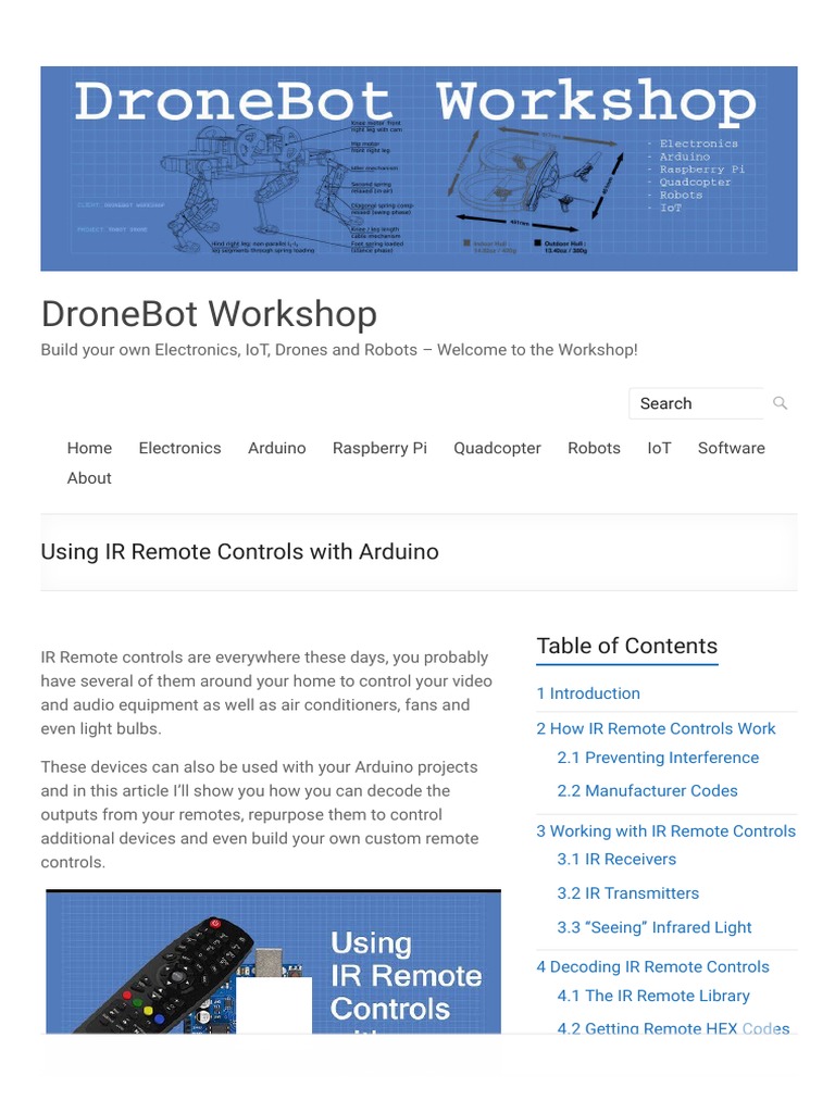 Using Ir Remote Controls With Arduino Drone Bot Workshop Pdf Infrared Remote Control