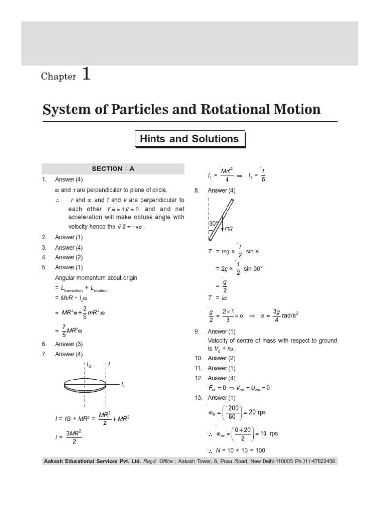 CLS LLEAP-17-18 P1 Phy Part-1 SET-1 Chapter-1 PDF | PDF | Rotation Around A Fixed Axis ...