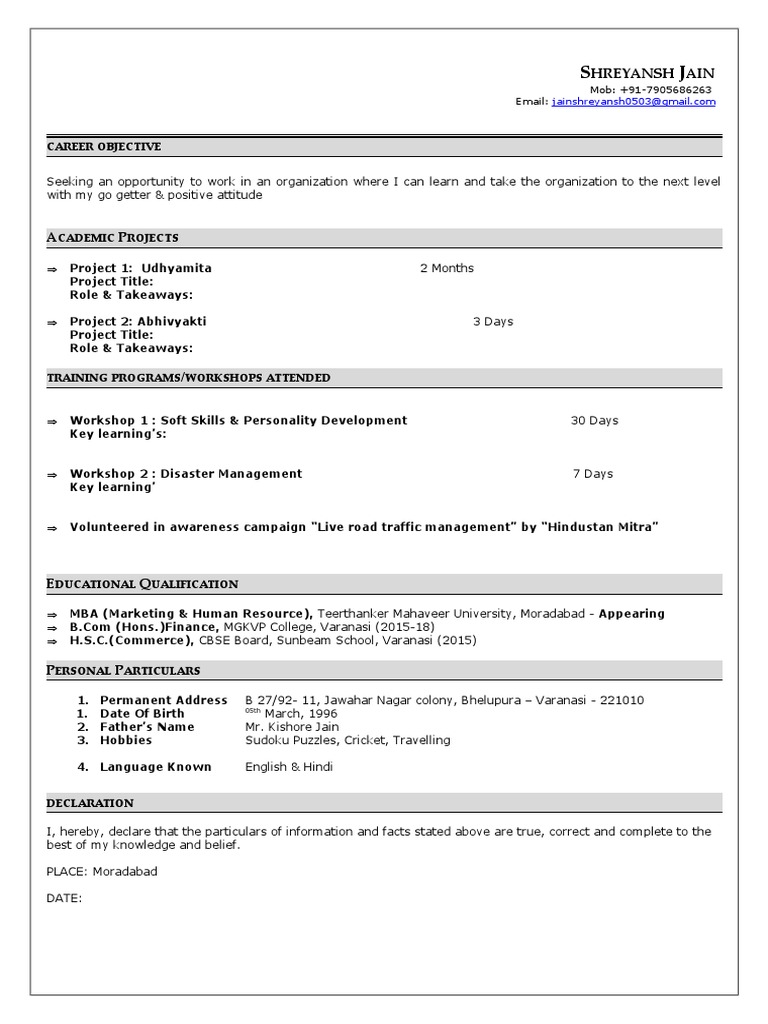 Shreyansh Jain Resume | PDF