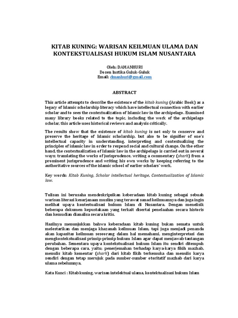 Kitab Kuning: Warisan dan Hukum Islam | PDF