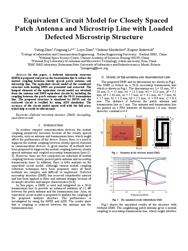 Equivalent Circuit Model For Closely Spaced Patch Antenna and Microstrip Line With Loaded ...