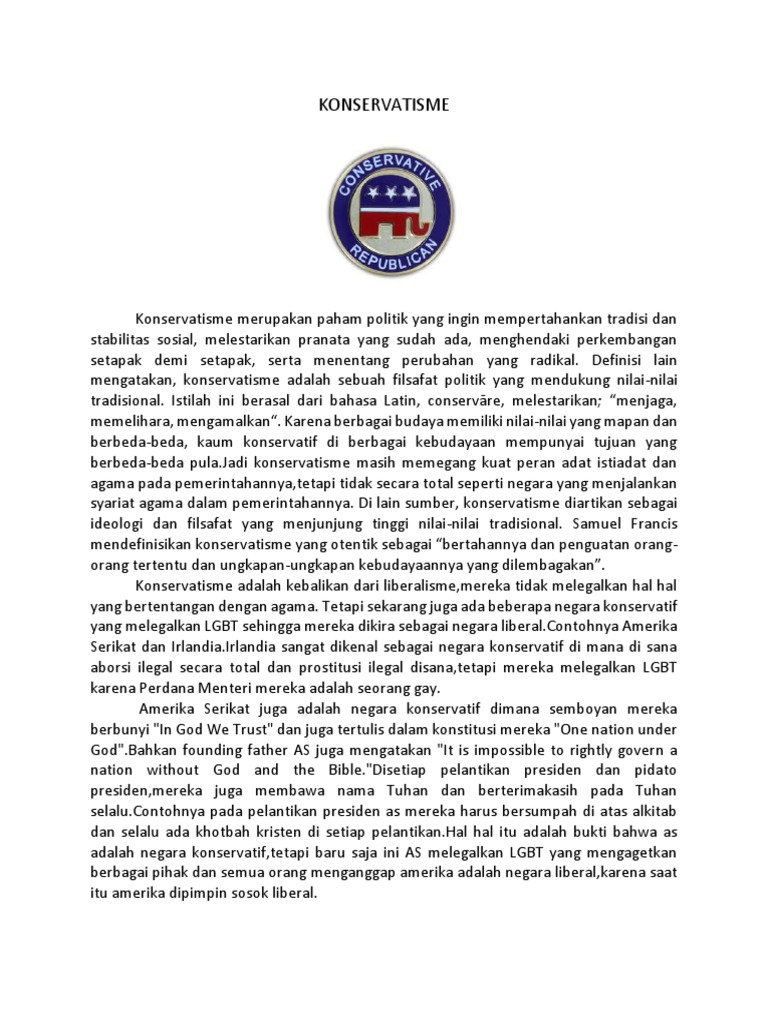 Ideologi dan Ciri Konservatisme | PDF