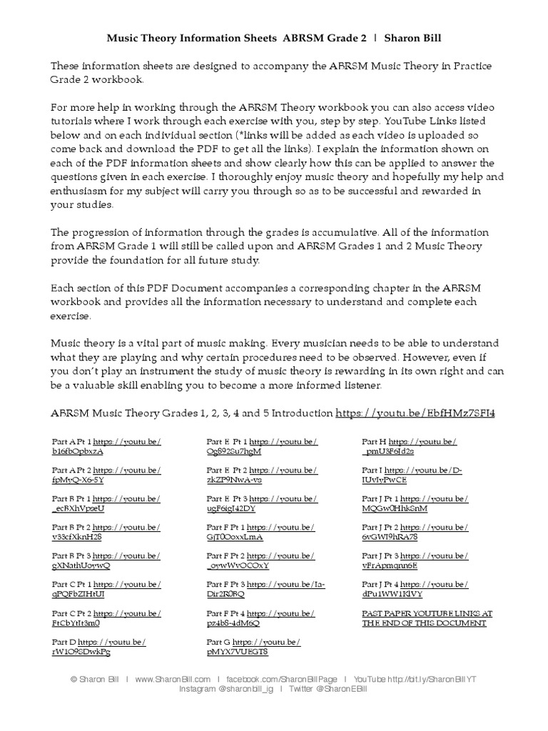 ABRSM Music Theory Grade 2 by Sharon Bill A4 | PDF | Minor Scale ...