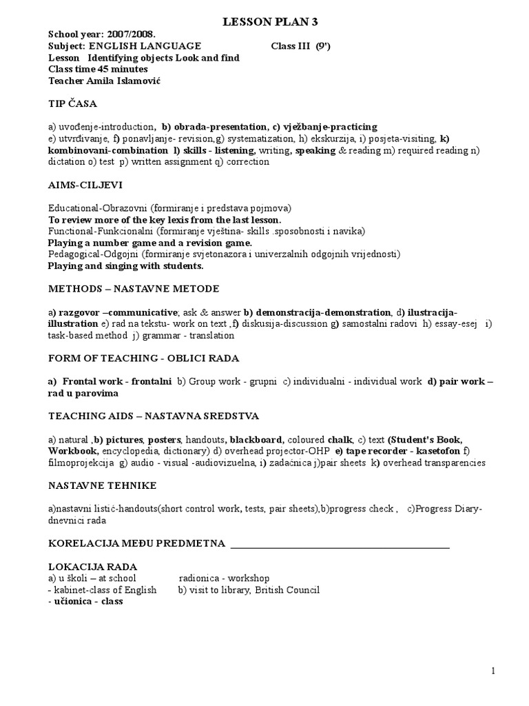 Lesson Plan 3 III (9') | PDF | Lesson Plan | Teachers