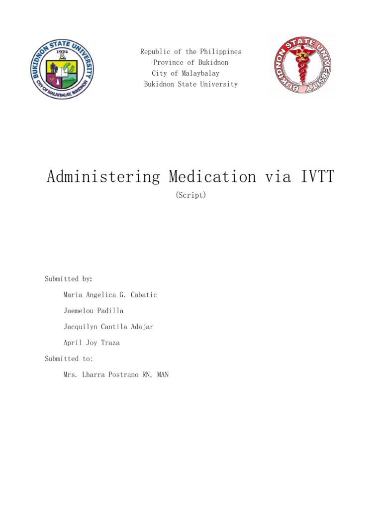 Ivtt Script | Download Free PDF | Intravenous Therapy | Pharmacy