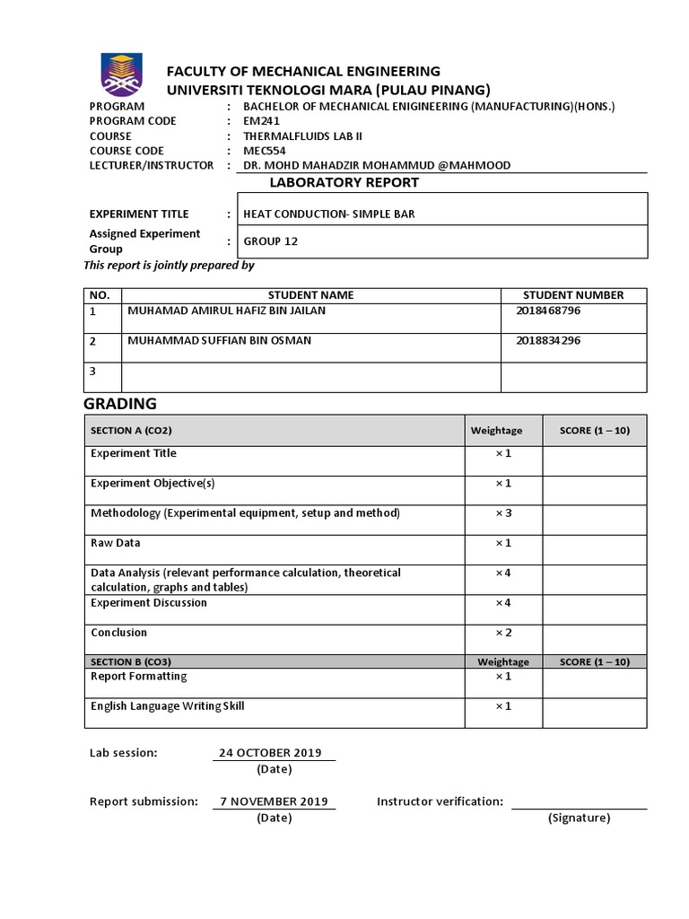 Full Report Heat Conduction Simple Bar | PDF | Thermal Conduction ...