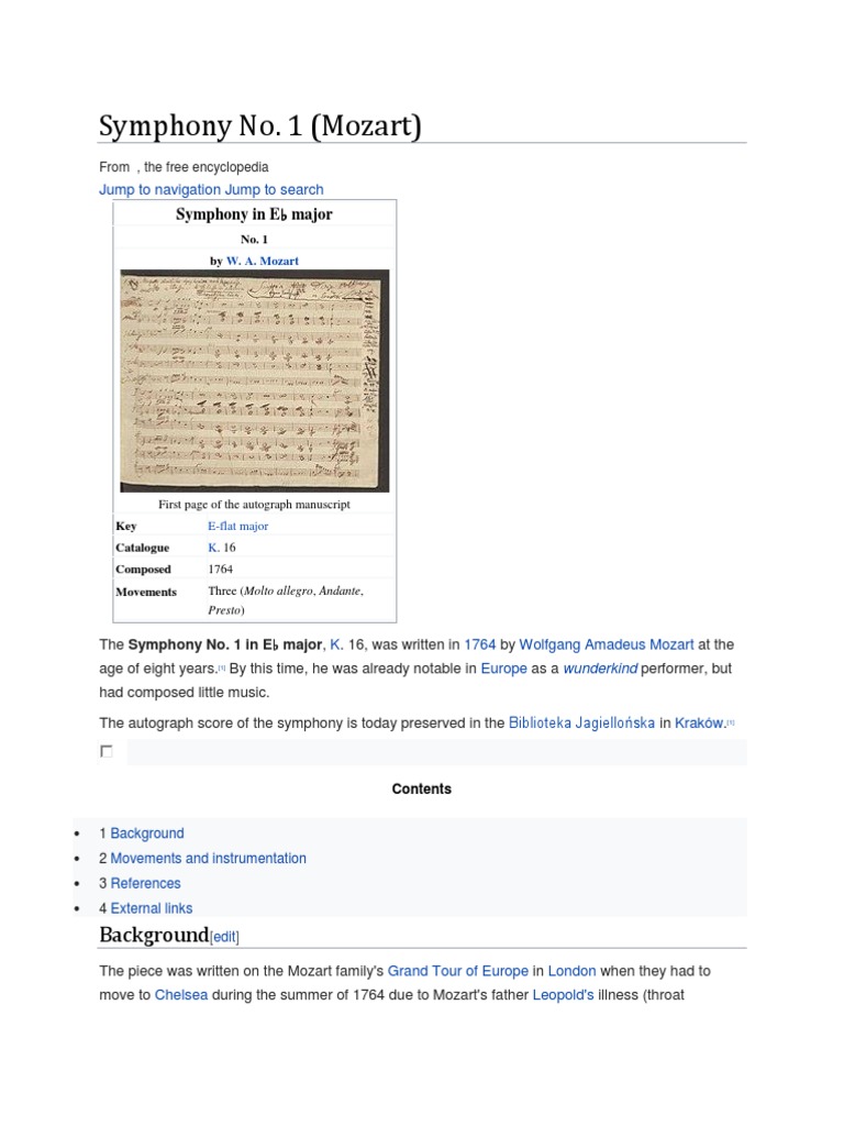 Mozart Symphony No. 1 Notes | PDF | Musical Keys | Classical Music