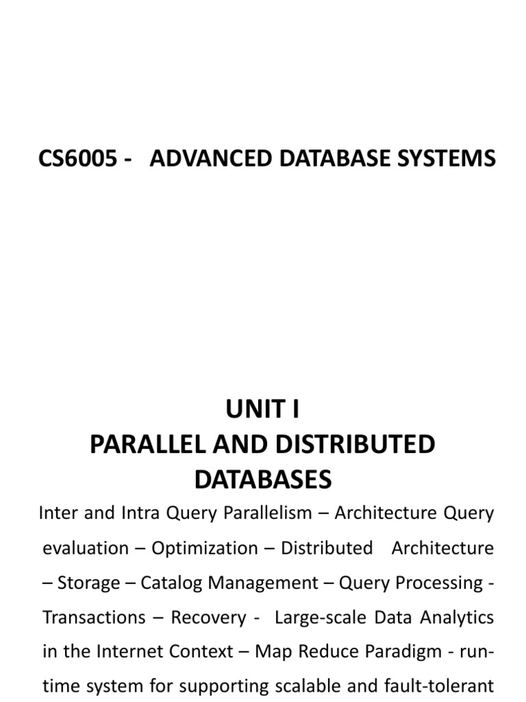 Advanced Parallel Databases | PDF | Parallel Computing | Scalability