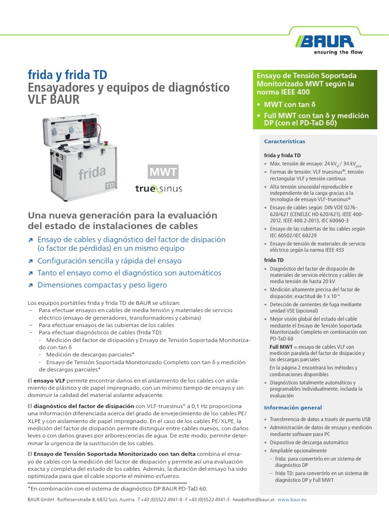 Equipo Ensayo y Diagnostico VLF Frida Frida TD BAUR Es | PDF | USB ...