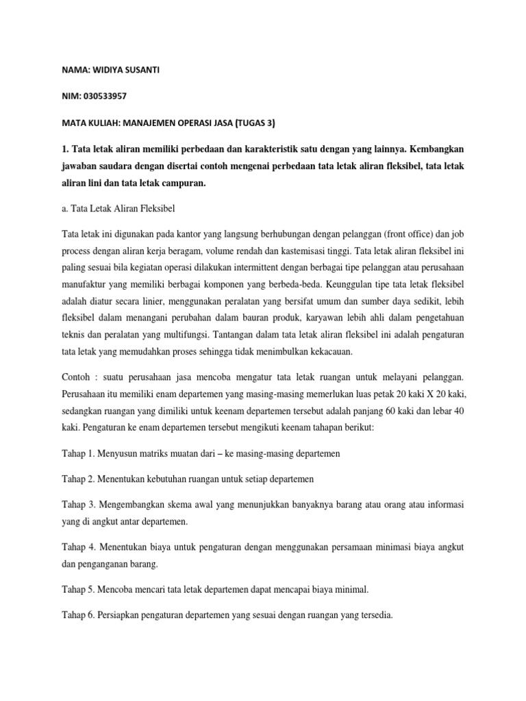 Manajemen Operasi Jasa (Tugas 3) | PDF