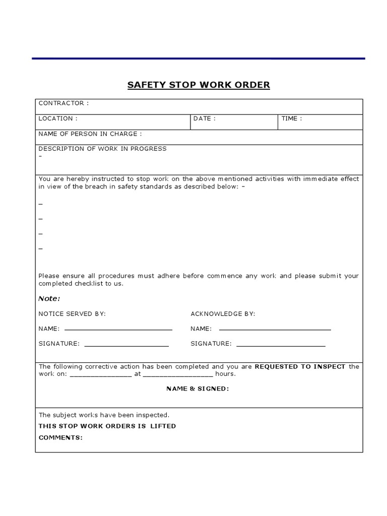 21 Stop Work Order Form. | PDF