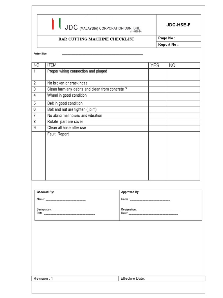 Bar Bending Checklist | PDF