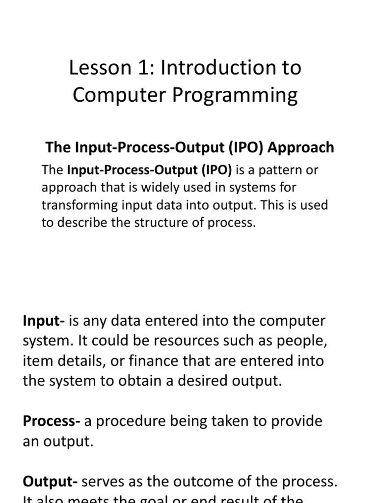 Lesson 1 Programming | PDF | Computer Program | Programming