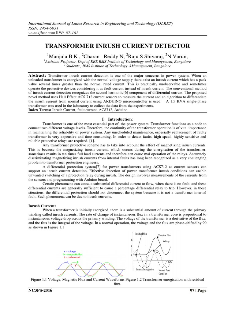 Transformer Inrush Current Detection System | PDF | Transformer ...