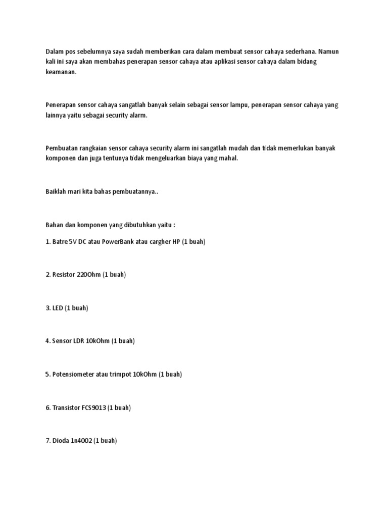 Skema Sensor Cahaya | PDF