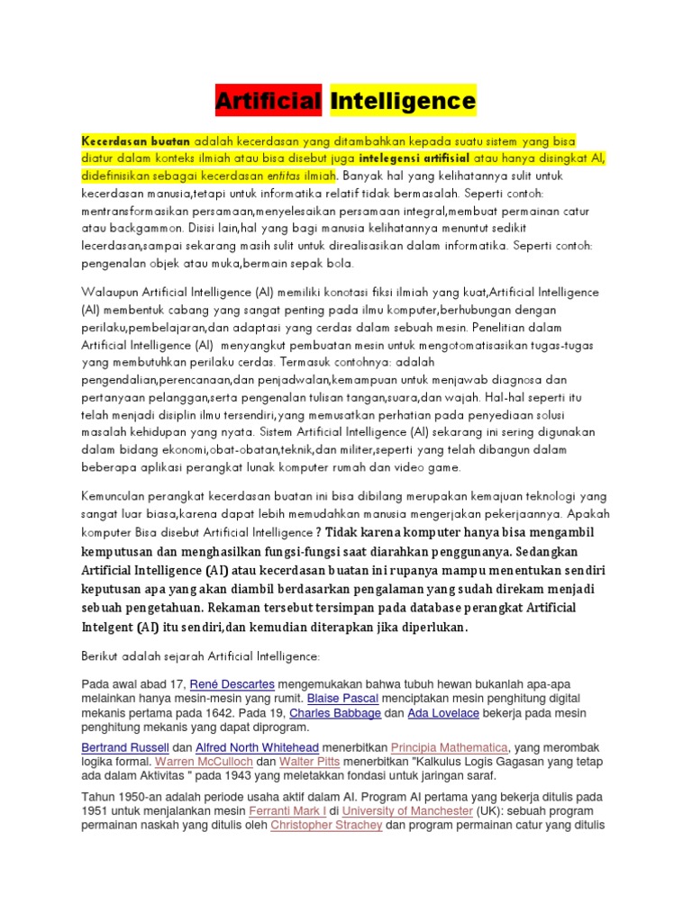 Artikel Artificial Intelligence | PDF | Komputer