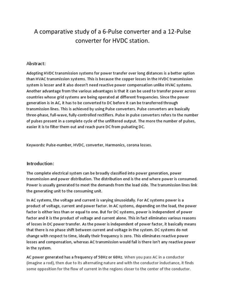 6-Pulse vs 12-Pulse Converter Analysis | PDF | High Voltage Direct ...