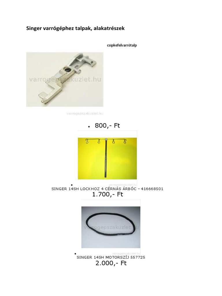 Talpak, Alkatrészek | PDF