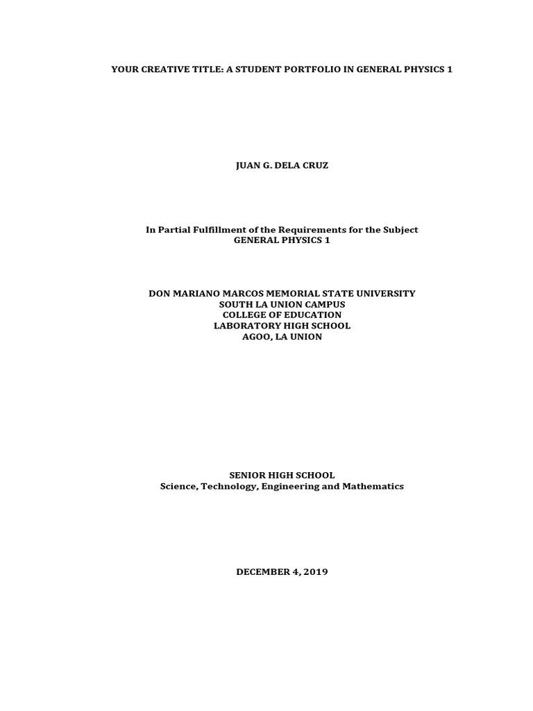 Gen Physics1 Student Portfolio | PDF | Force | Physics
