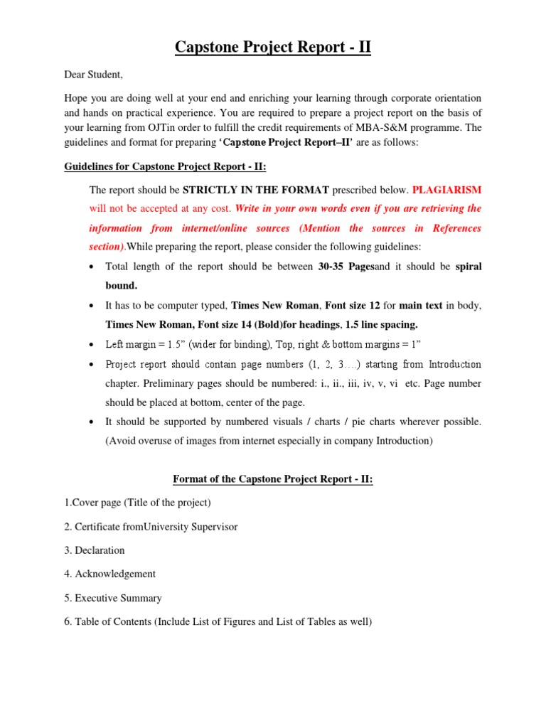 Capstone Project Report Guidelines | PDF | Business | Economies