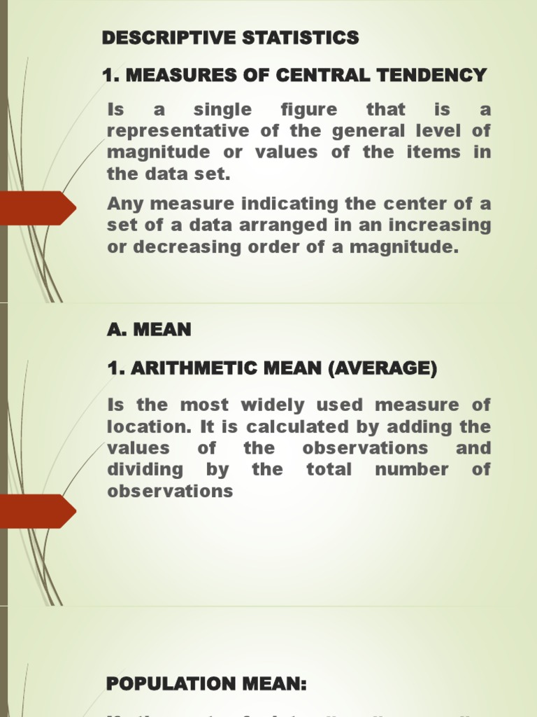 Descriptive Statistics | PDF | Arithmetic Mean | Descriptive Statistics