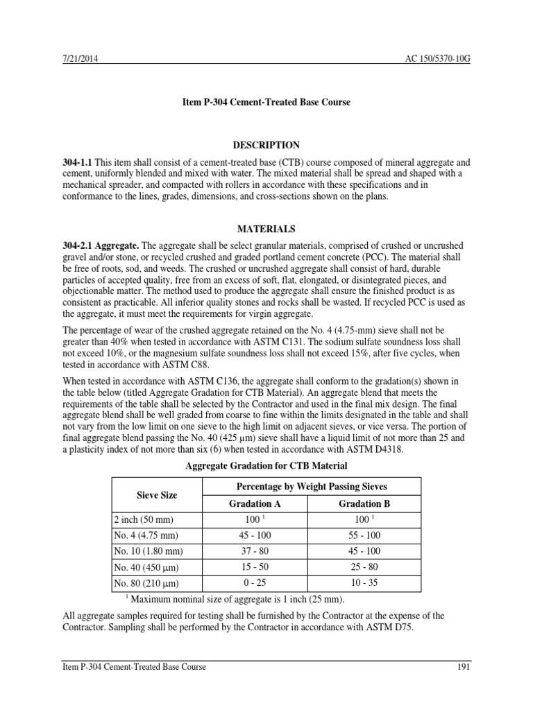 P-304 Cement Treated Base Course | PDF | Cement | Construction Aggregate