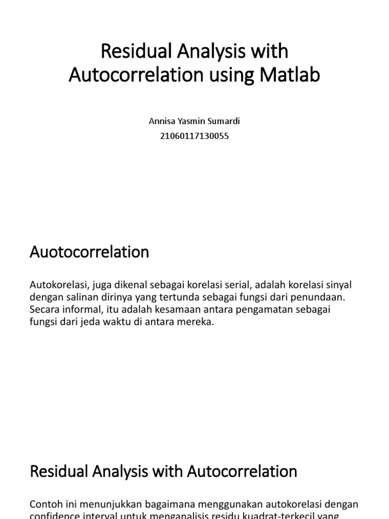 Residual Analysis With Autocorrelation Using Matlab | PDF