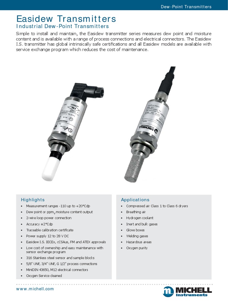 Easidew Transmitters 97554 UK Datasheet | PDF | Calibration ...