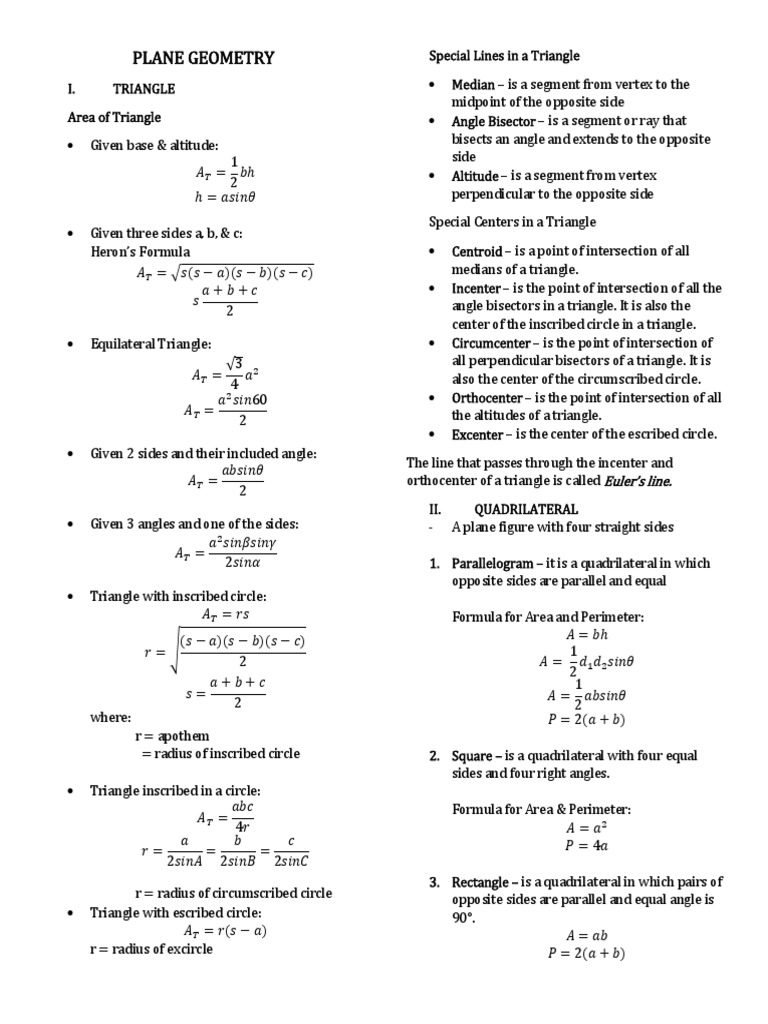 Plane and Solid Geometry | PDF | Triangle | Circle