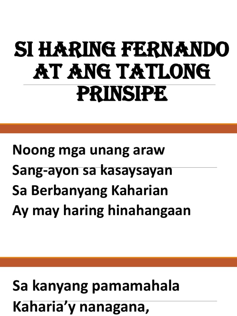 Si Haring Fernando at Ang Tatlong Prinsipe 1 | PDF
